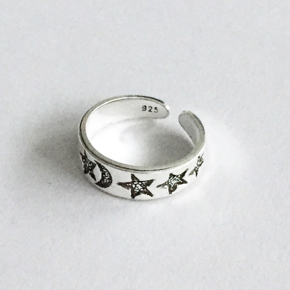 Jewelry | Sterling Silver Stars Moon Toe Ring | Poshmark